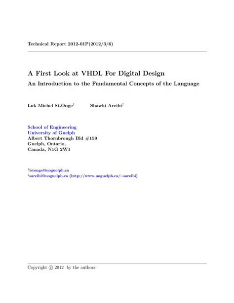 Pdf A First Look At Vhdl For Digital Design University Of