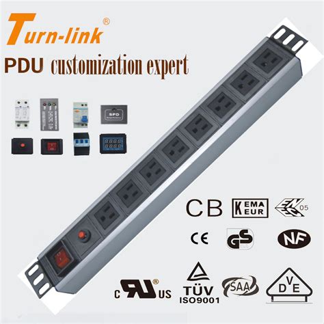 1 5u Usa Type 8 Ways Pdu Sockets With Switch And Overload Turn Link