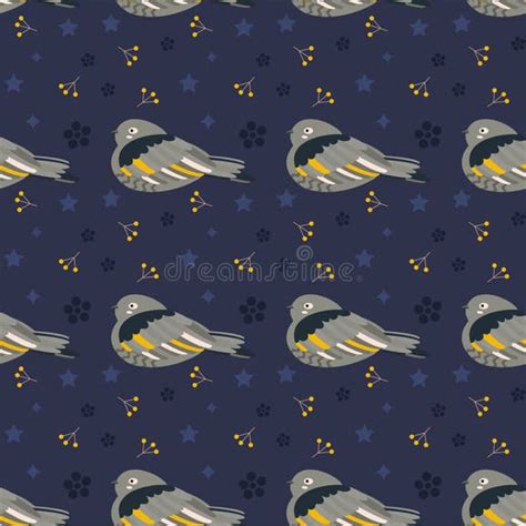 Pattern With Goatsucker Nighthawk Bird Stock Vector Illustration Of