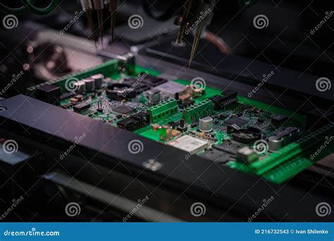 Automatic Machine For Diagnostics Of Electronic Boards Production Stock Image Image Of