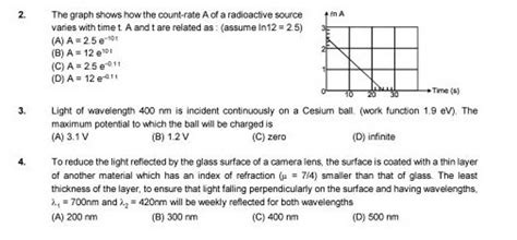 the graph shows how the count rate a of a radioactive source varies with