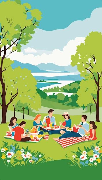 Premium Vector Spring Scene