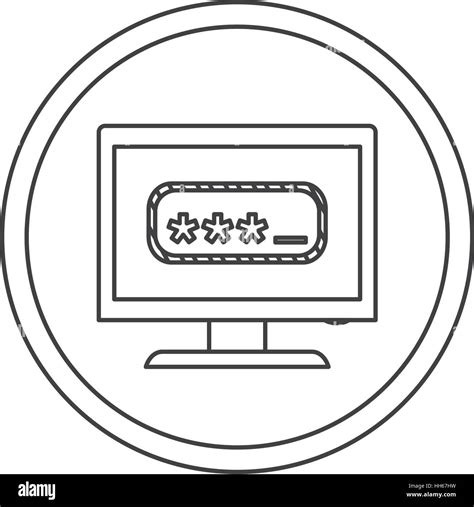 Computer With Login And Password Icon Over White Background Vector Illustration Stock Vector