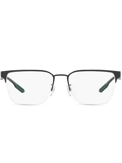 Emporio Armani Square Frame Glasses Black Farfetch Uk