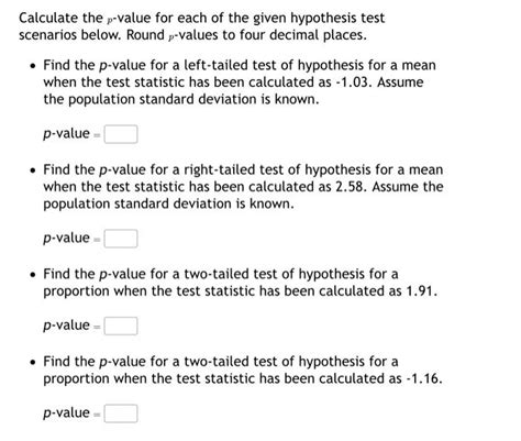 Solved Calculate The P Value For Each Of The Given Chegg Com
