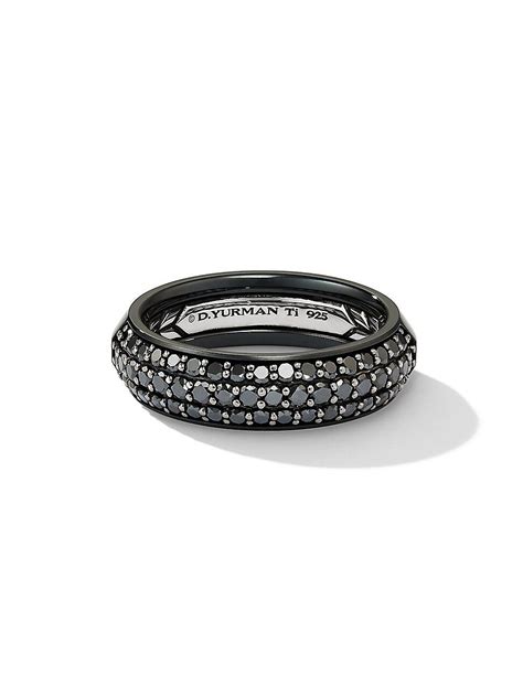 David Yurman Beveled Band Ring In Black Titanium Black Diamond