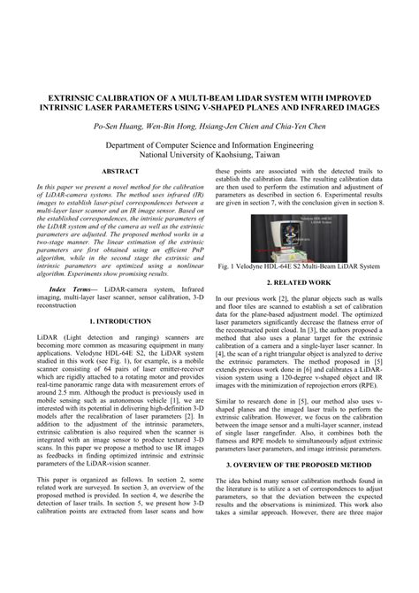 Pdf Extrinsic Calibration Of A Multi Beam Lidar System With Improved Intrinsic Laser