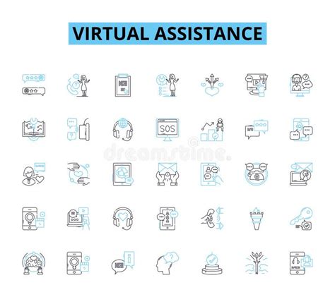 Virtual Assistance Linear Icons Set Automation Efficiency Productivity Support Solutions