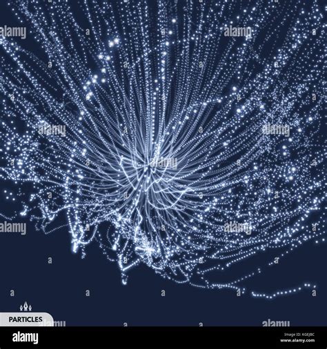 Abstract Science Or Technology Background Array With Dynamic Particles Vector Illustration