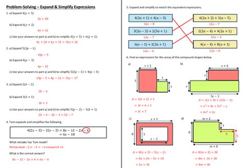 Expand And Simplify Expressions Single Brackets Teaching Resources