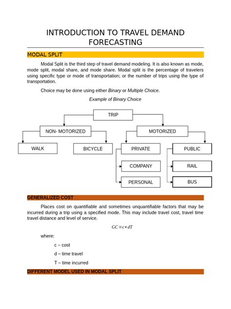 Introduction To Travel Demand Forecasting Pdf Statistical Theory