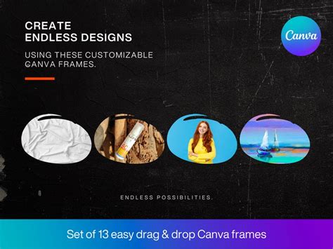 Editable Canva Frame Template Bundle Grunge Border Brush Stroke Canva Frames Custom Canva