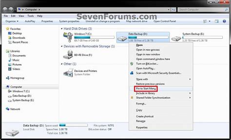 Start Menu Pin Or Unpin A Folder Drive And Library Tutorials