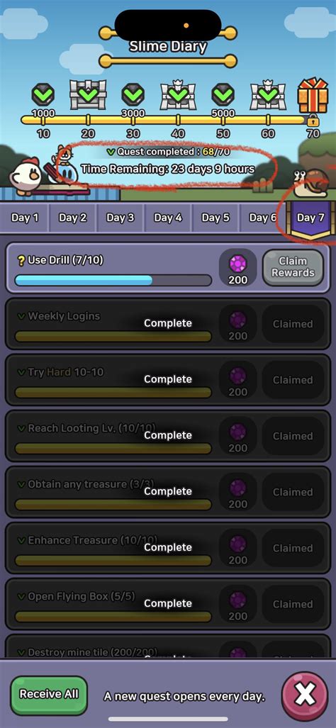 Do Weekly Rewards In The Slime Diary Reset Every Week R Legendofslime