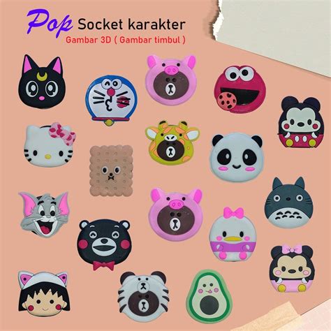 Jual Pop Socket Karakter Gambar 3d Gambar Timbul Shopee Indonesia