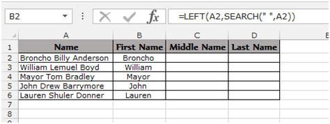 Extract The First Middle And Last Name In Excel 2010