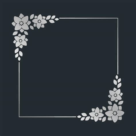Square Silver Floral Frame Template Luxury Golden Frame Border For