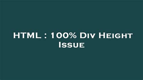 Html 100 Div Height Issue Youtube