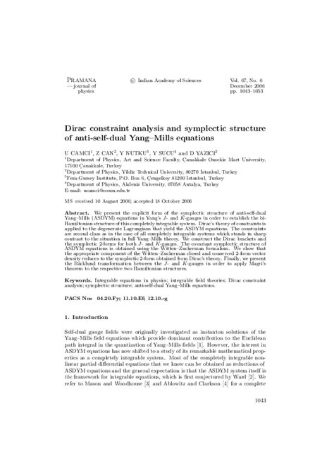 Pdf Dirac Constraint Analysis And Symplectic Structure Of Anti Self