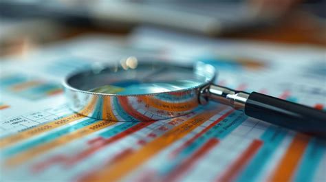 Analytical Magnifying Glass With Graphs Premium Ai Generated Image