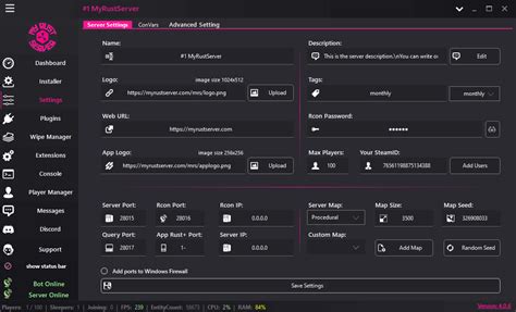 Myrustserver Server Management Tool Lone Design