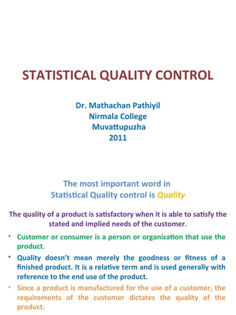 Statistical Quality Control Ppt 3 2 Pdf