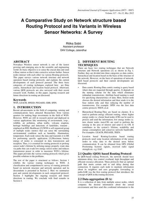 PDF A Comparative Study On Network Structure Based Routing Protocol And Its Variants In
