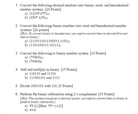 Solved Convert The Following Decimal Numbers Into Binary Chegg