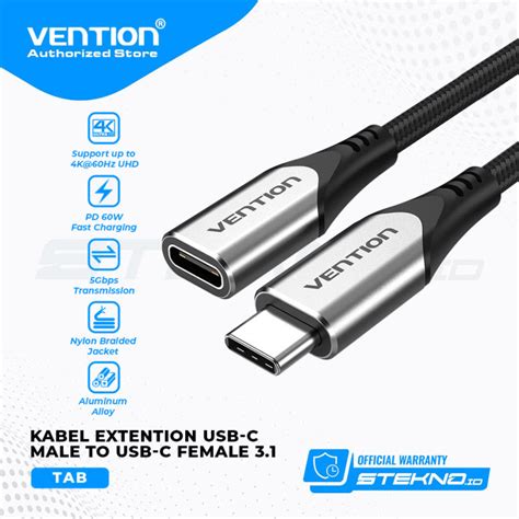Vention Kabel Usb C Extension Type C Male To Female Extender Cord Usb C Thunderbolt Lazada
