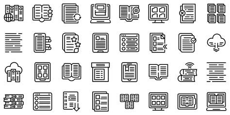 Electronic Catalogs Icons Set Outline Style 8991896 Vector Art At Vecteezy