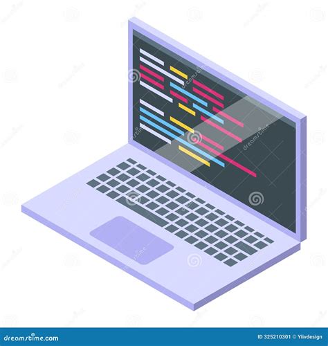 Laptop Showing Programming Code On Screen For Software Development Stock Vector Illustration
