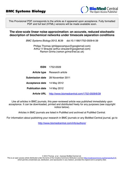 pdf the slow scale linear noise approximation an accurate reduced