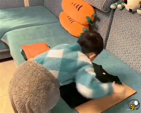 روش هوشمندانه کودک برای مرتب کردن لباس هایش فیلو