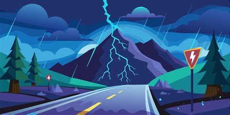 A Road With A Lightning Bolt In The Background Premium Ai Generated Vector A Road With A Lightning Bolt In The Background Premium Ai Generated Vector