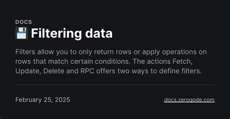💾 Filtering Data