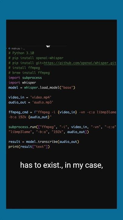 Transcribe Videos Wit Python Openai Whisper And Ffmpeg Youtube