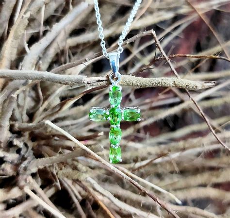 Peridot Cross Pendant 925 Sterling Silver Handmade Pendant Birthstone Pendant Gift For All
