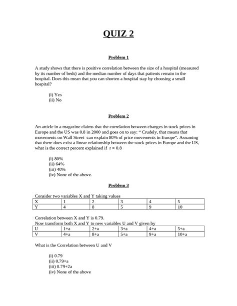 3 Problems On Elementary Statics Inference Quiz 2 Stat 201 Docsity