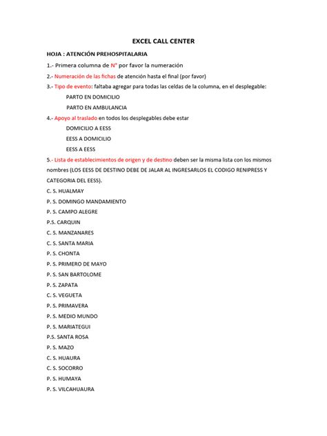 Excel Call Center Pdf