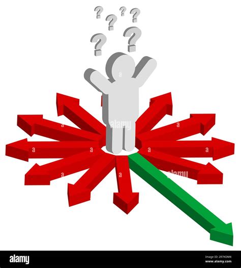 Man Question Mark And Red And Green Arrows Finding Right Way Stock Vector Image And Art Alamy