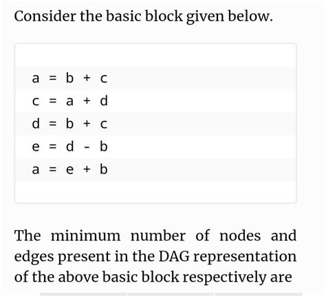 Solved Consider The Basic Block Given Below A B C C A Chegg Com