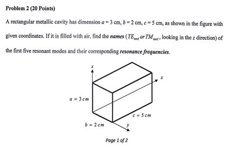 Solved A Rectangular Metallic Cavity Has Dimension A3