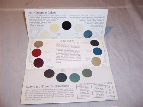 1967 Chevy Color Chart Brochure Nos 4737526170