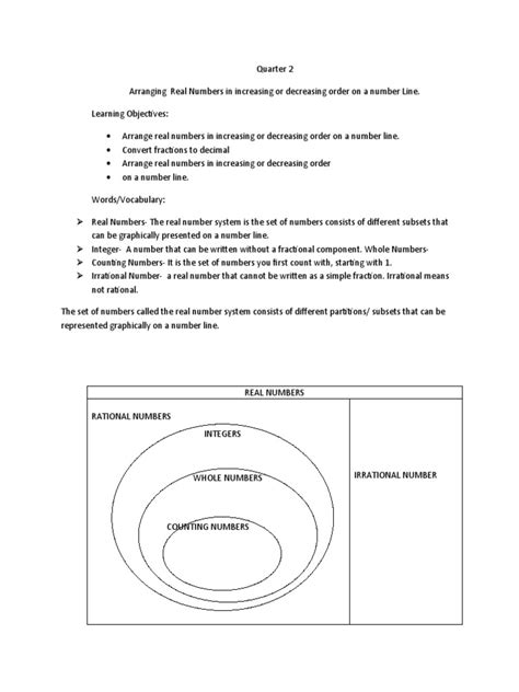 Arranges Real Number In Increasing And Decreasing Order Pdf Numbers