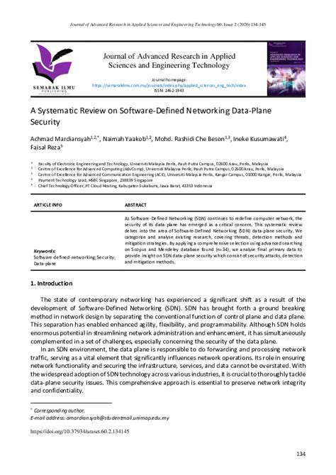 Pdf A Systematic Review On Software Defined Networking Data Plane Security