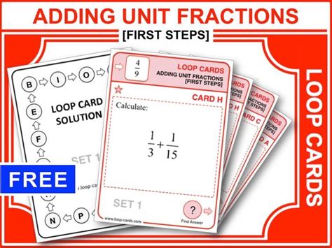 Adding Unit Fractions 1 Loop Cards Teaching Resources