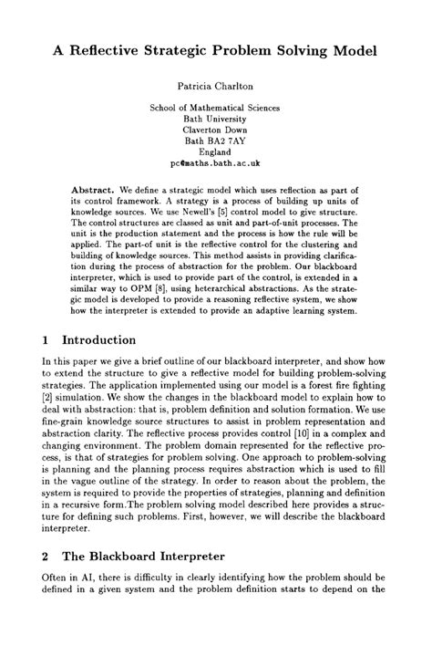 Pdf A Reflective Strategic Problem Solving Model