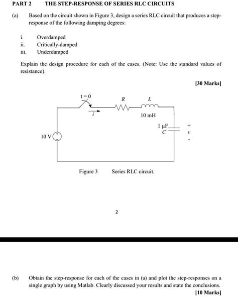 Solved The Step Response Of Series Rlc Circuits A Based On The Circuit Shown In Figure 3
