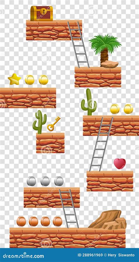 2d Game Floating Platform Isolated With Transparan Background For Mobile Game Cartoon Vector