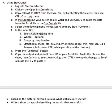 7 using statcrunch a log into b